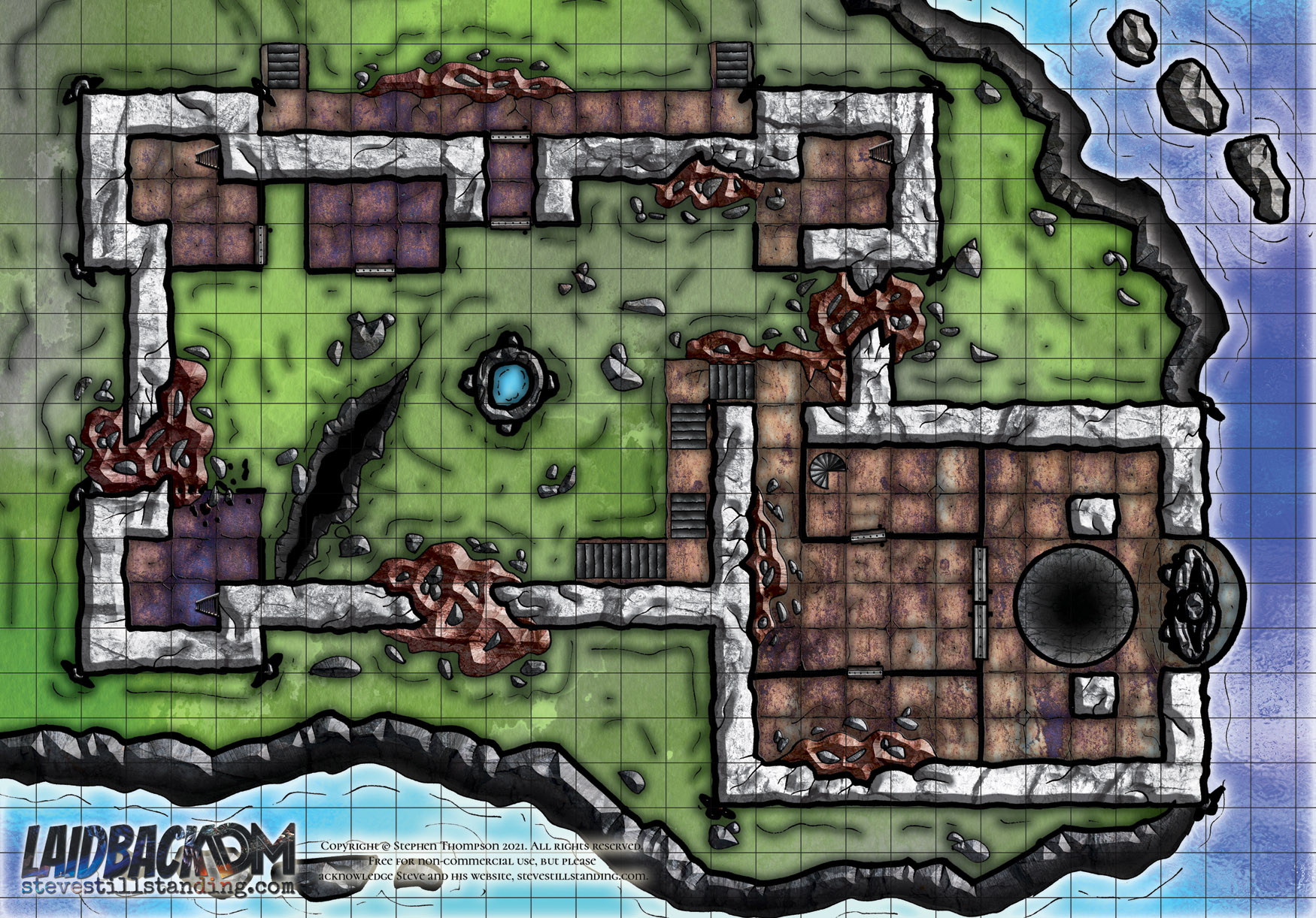 Free Map: Cliffside Castle Ruin – Laidback DM: SteveStillStanding.com